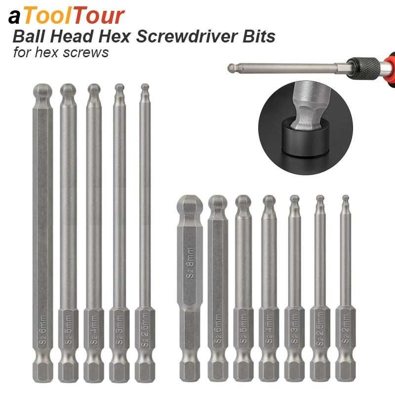 Ball End Hex Screwdriver Bit Set Magnetic Hexagon Head Allen Wrench ...