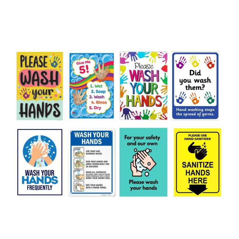 Sanitize Hands Wash Your Hands Signage (Laminated Signage And ...