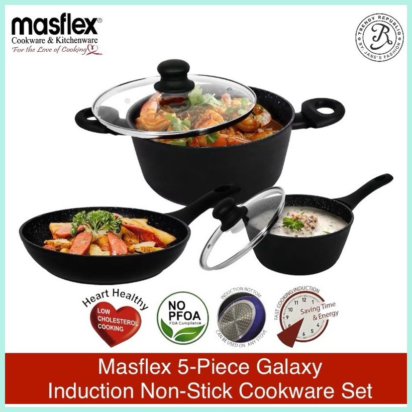 Masflex 5- Piece Galaxy High Quality Induction Non-Stick Cookware Set ...