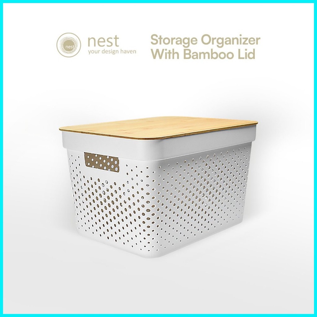NEST DESIGN LAB Storage Container w/ Bamboo Lid 18 L 35.5x26.5x 22.2cm ...