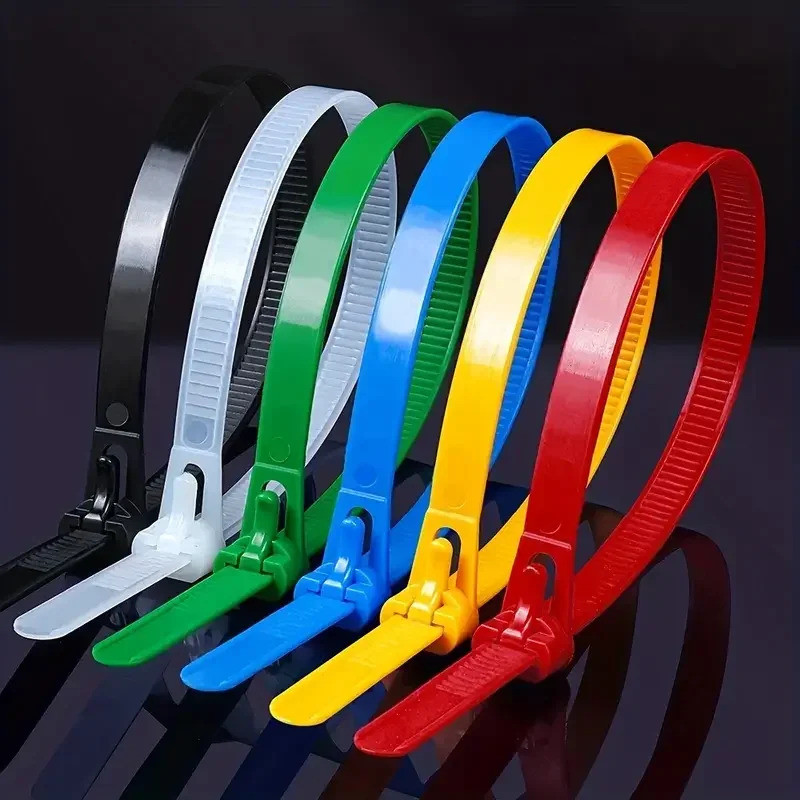 100 Reusable Cable Ties, Cable Lock Loop Nylon Ties Removable ...