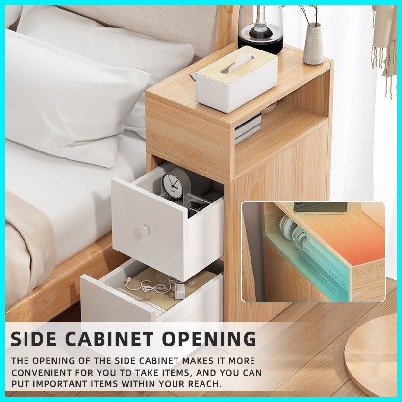 Narrow Slit Bedside Cabinet With Drawer Side cabinet | Shopee Philippines