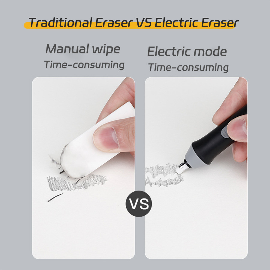 Electric Eraser Thick/Thin Rubber can be Changed Less Rubber Crumbs ...
