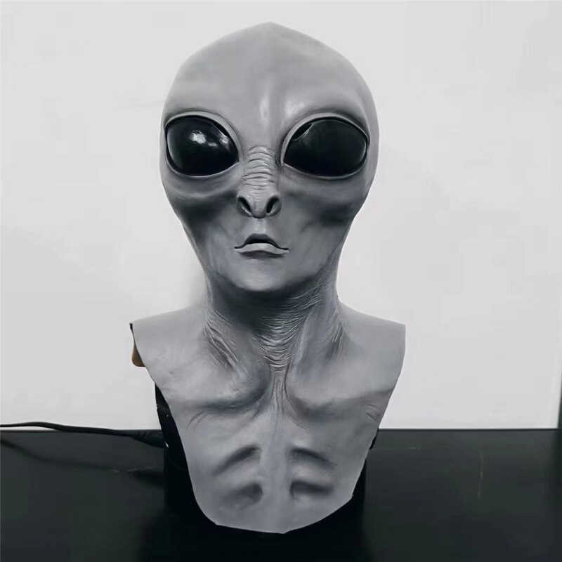 Alien Skull UFO Mask Cosplay Horror Latex Masks Helmet Halloween ...