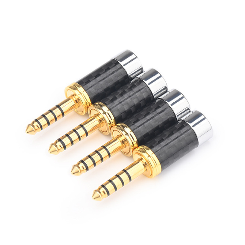 4PCS Hifi 4.4mm Plug Carbon Fiber Gold Plated 4.4 Balance Stereo Audio ...