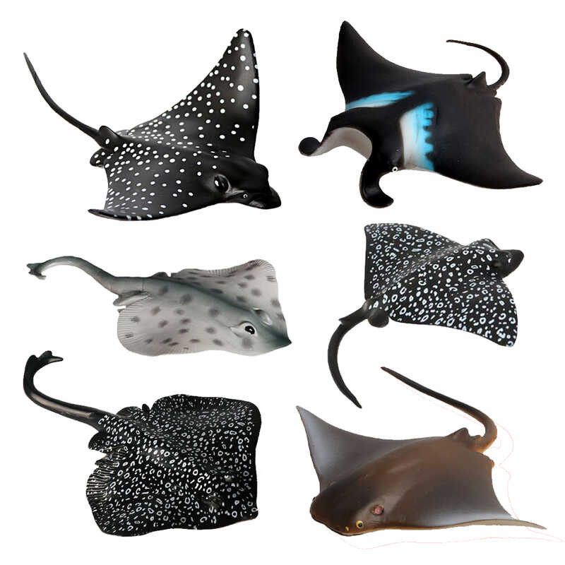 6 Stingray Manta Ray Figures Fish Toy Ocean Marine Animal Figurines ...