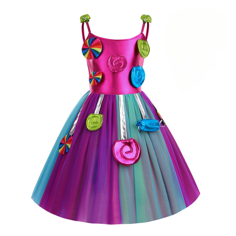 Rianbow Lollipop Candy Costume Girls Princess Dress Birthday Carnival ...