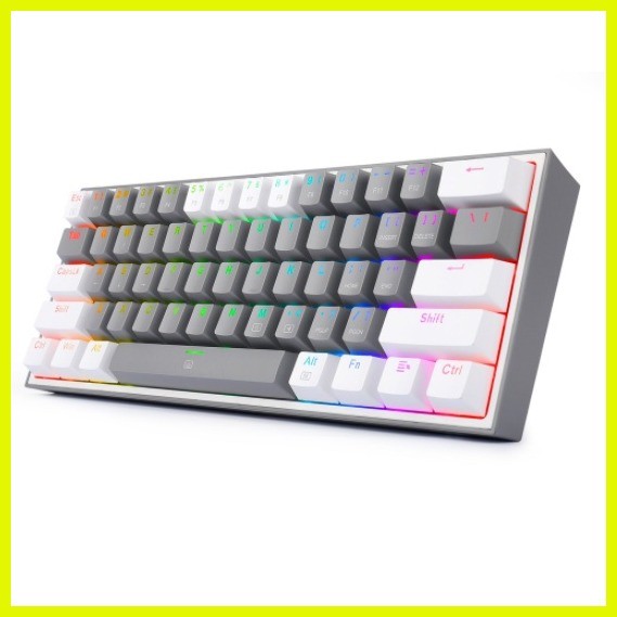 ۩ Redragon K617 RGB Fizz Grey-White/Pink-White 60% Wired RGB Gaming ...