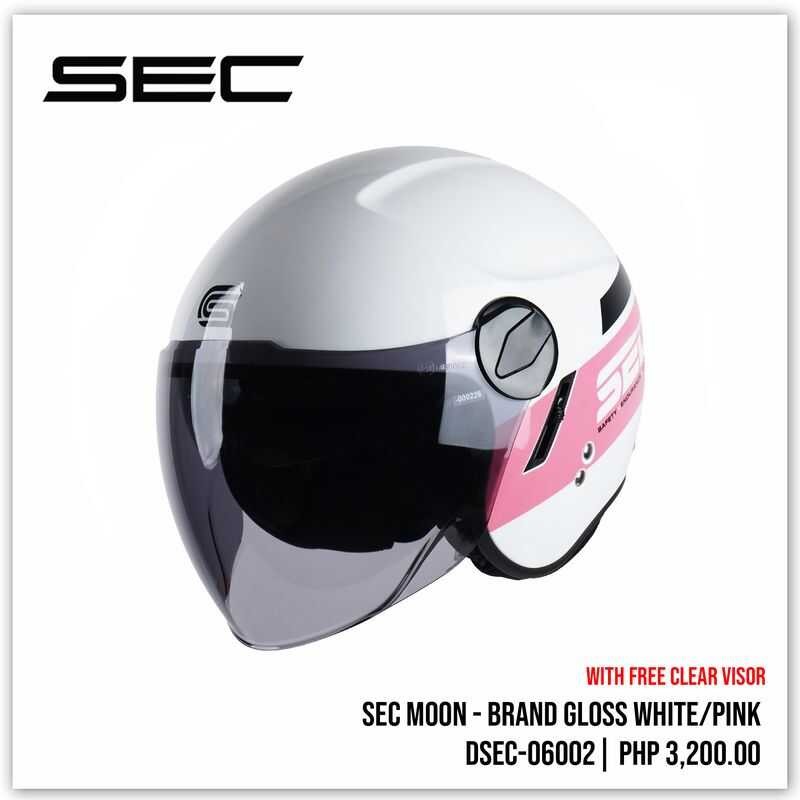 Sec Half Face Helmet For Motorcycle Moon - Brand Gloss White/Pink (M-Xl ...