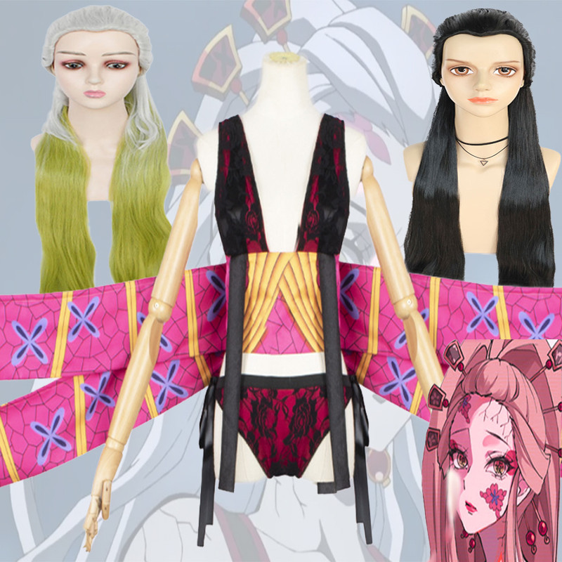 §≈ Anime Demon Slayer Season 2 Cosplay Daki Costumes Headwear Wig ...