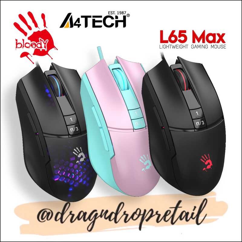 20 A4tech BLOODY L65 Max Lightweight Gaming Mouse, Honeycomb Shell RGB Backlit 12000Cpi Mice, Ac ...