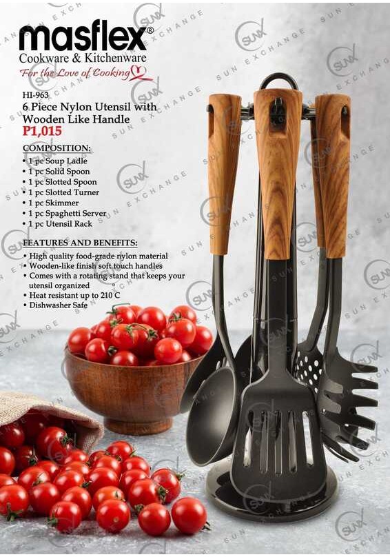 Kitchen Utensils Masflex 6 Piece Utensil Set With Rack | Shopee Philippines