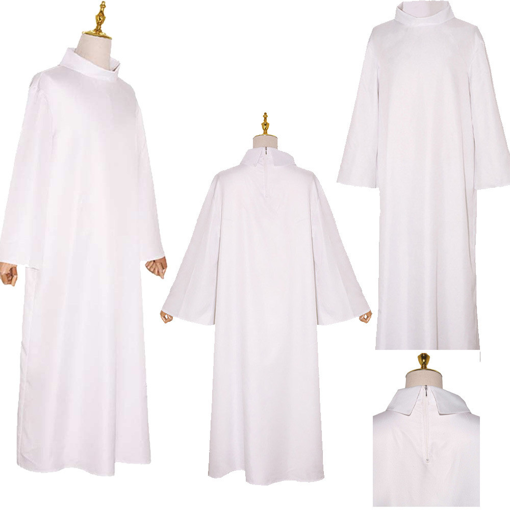 § Sy Priests Cosplay White Robe Retro Medieval Mon Cloak Cape Top ...