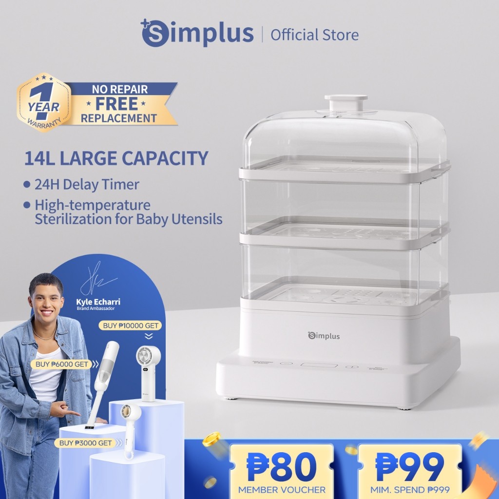 Simplus Electric Food Steamer Multifunction Smart Timer (3 Layers 1200W ...