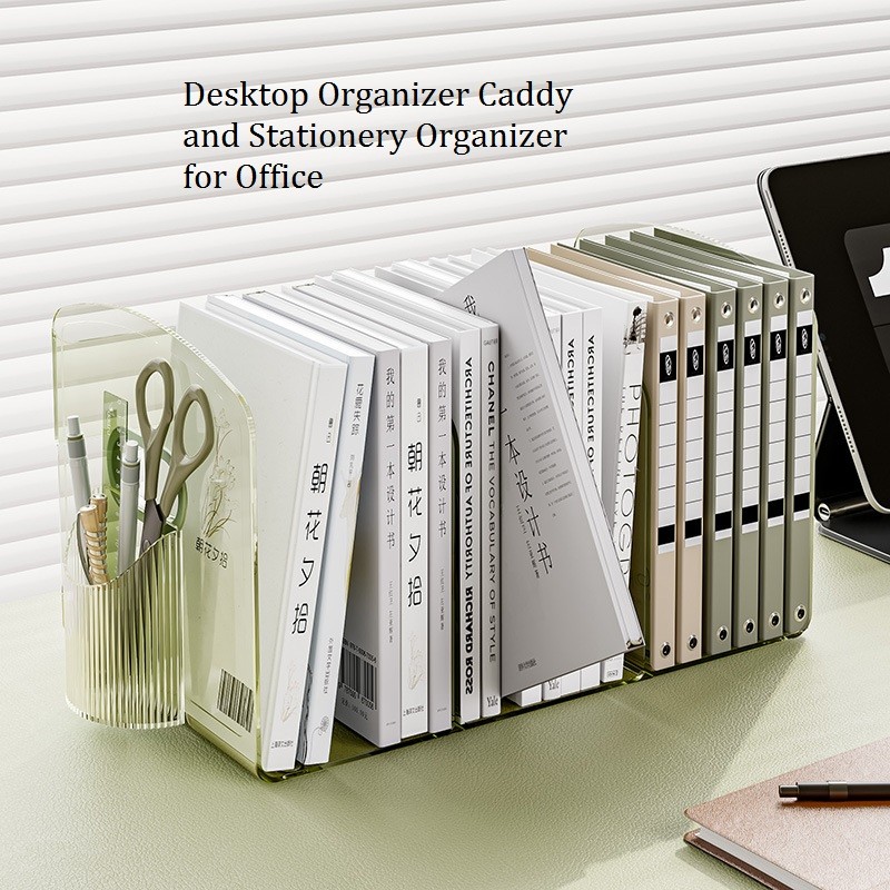 Acrylic Desktop Bookshelf Storage Box Transparent Portable Divided Book ...