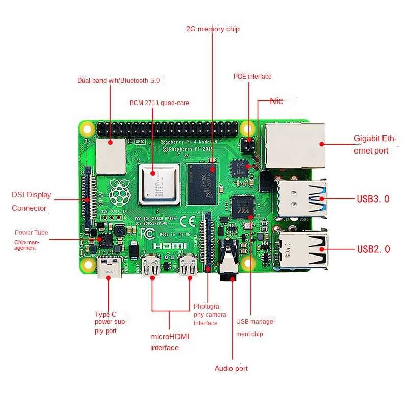 4B Applicable to Raspberry Pi 4 Generation B- Type Computer AI ...