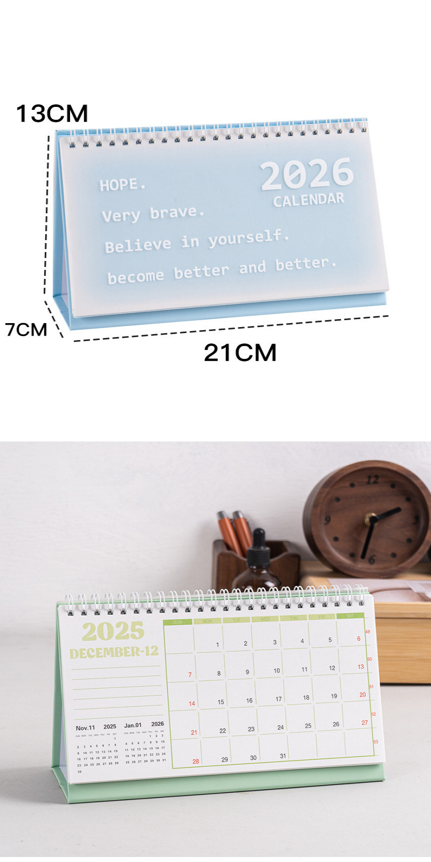 Waterproof Coil Style Desk Calendar Cute Simple Fresh Desk Calendar ...