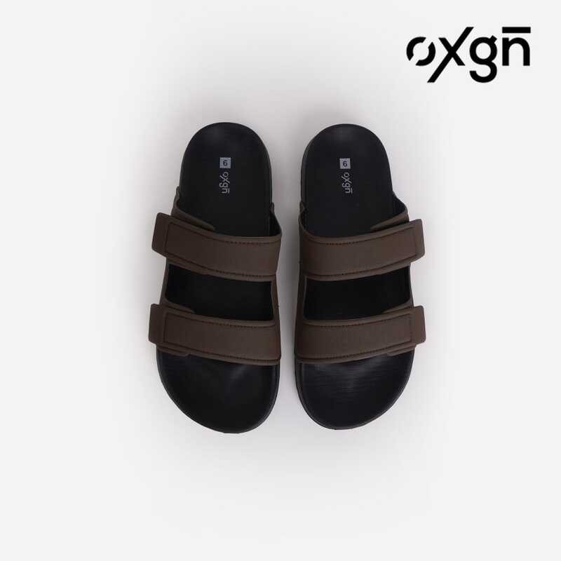 OXGN Double Band Slides For Men (Black/Choco Brown) | Shopee Philippines