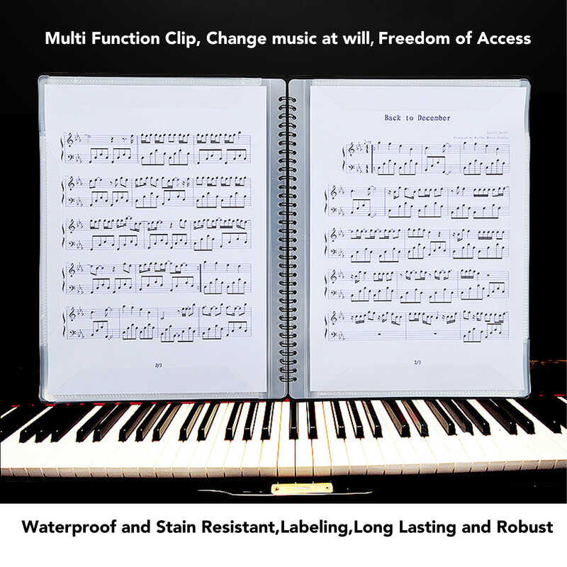 Piano Binder Sheet Music Folder Waterproof Transparent Inner Pockets A4 ...