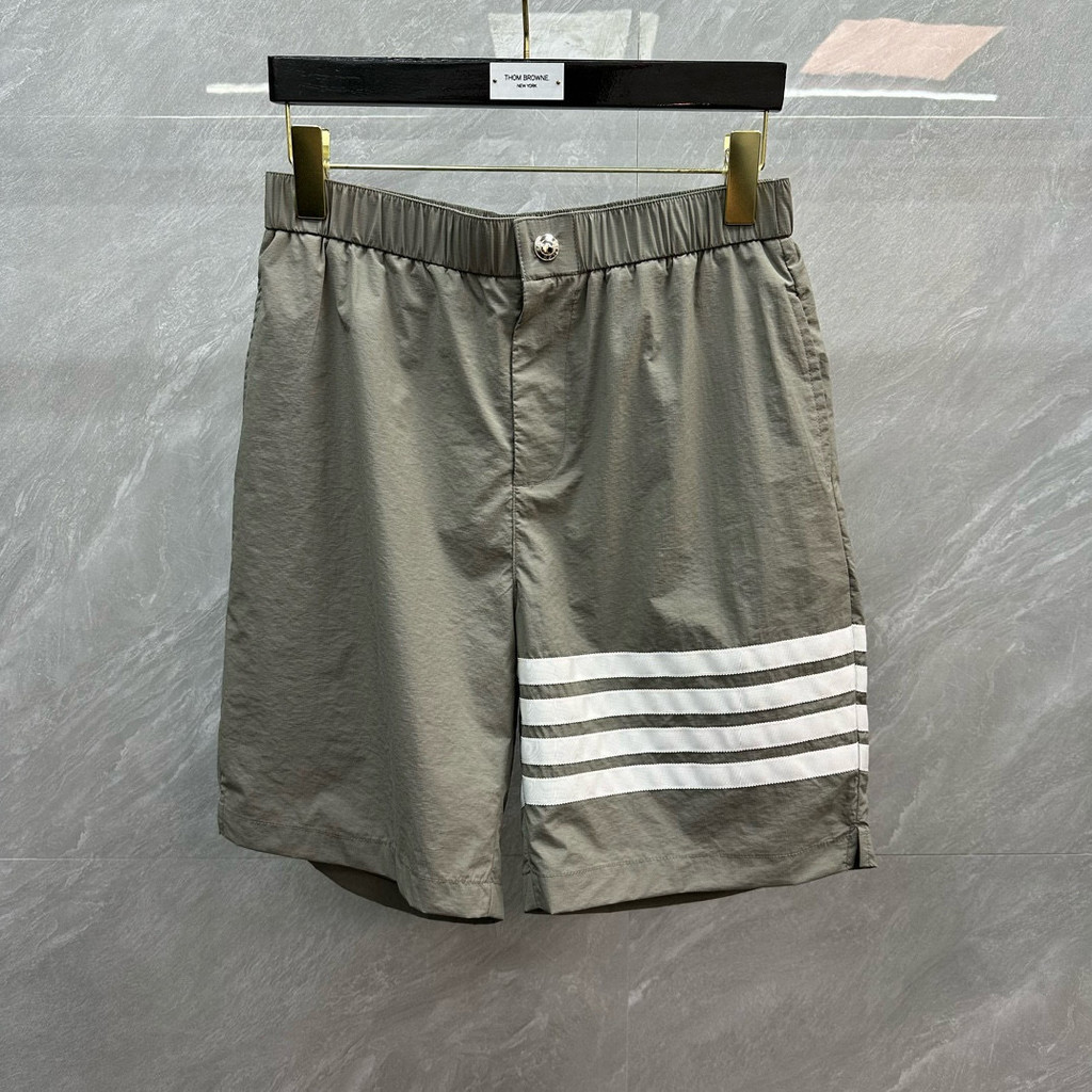 Thom Browne Four-Bar Button Elastic Beach Shorts Unisex Simple Straight ...