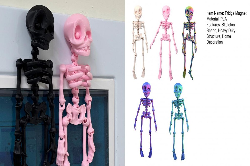 {BIG} Halloween Skeleton Magnet Gothic Refrigerator Decor Spooky 3d ...