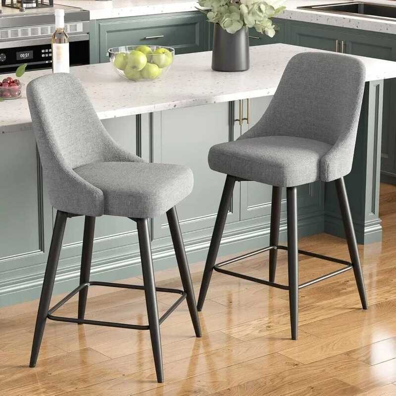 Swivel Bar Stools with Backs, 26" Counter Height Barstools Set of 2 ...