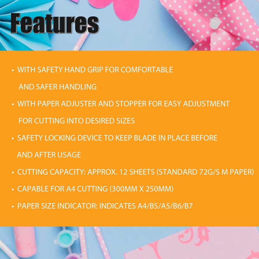 Paper Cutter HD A4 Size 12x10 Officom Office Supplies with Adjuster and ...