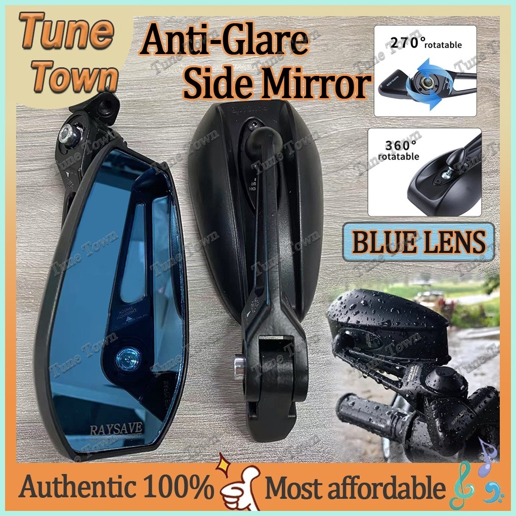 Motorcycle side mirror 360°side Anti-glare Street king side mirror Blue ...