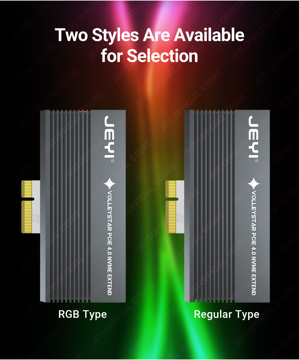 JEYI RGB PCIe 4.0 NVMe Adapter, PCIe to NVMe M.2 SSD Adapter Card with Aluminum Heatsink ...