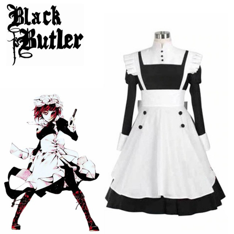 § Anime Black Butler Kuroshitsuji Mey Rin Maid Costume Woman Cosplay ...