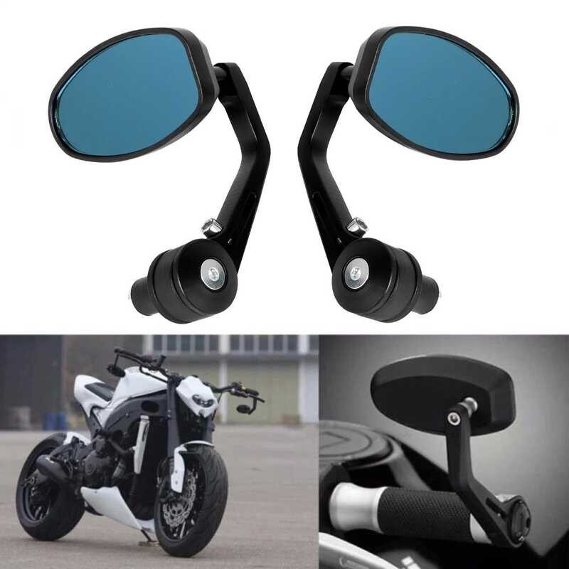 Motorcycle Black 7/8" Handlebar End Rearview Side Mirrors Oval Custom ...
