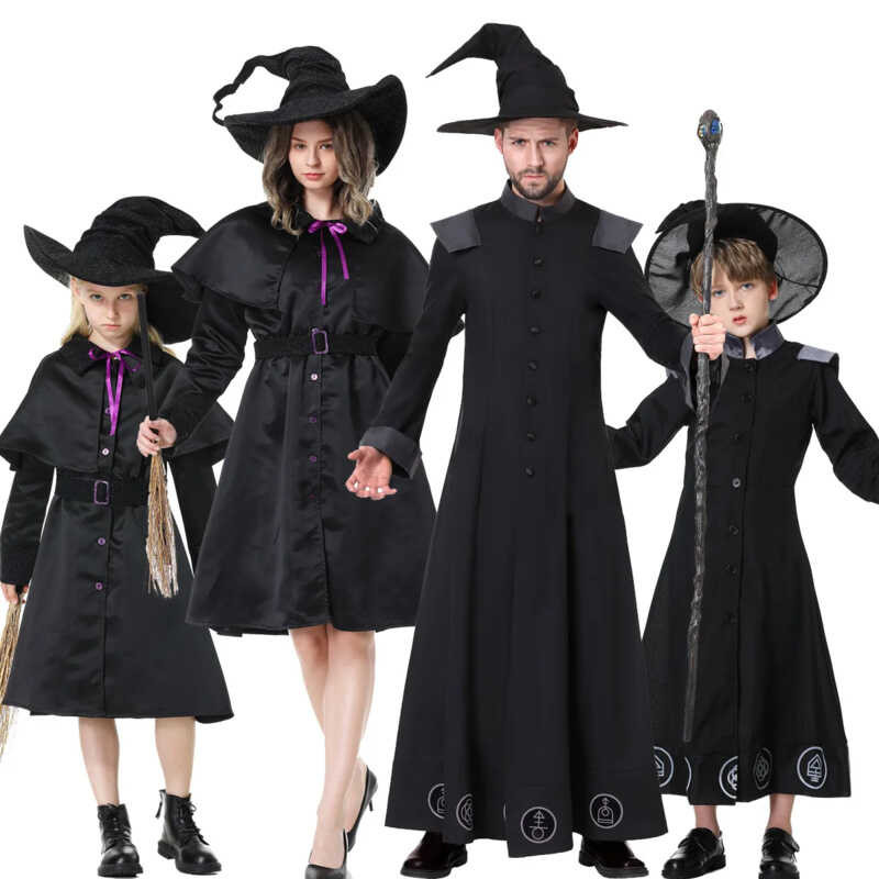 Halloween 8 Witch for Women Men Kids Vampire Costumes sy Family Black ...