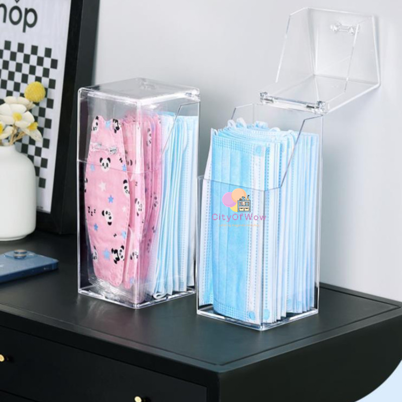 Face Mask Dispenser Acrylic Masks Storage Box Tabletop Holder High ...