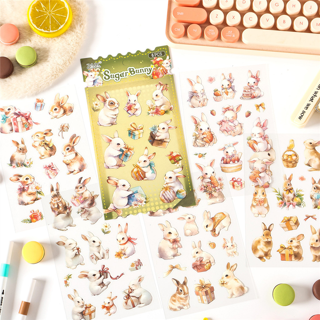 6pcs/1lot Kawaii Scrapbook Stickers Cute Things Post Junk Journal Gold ...