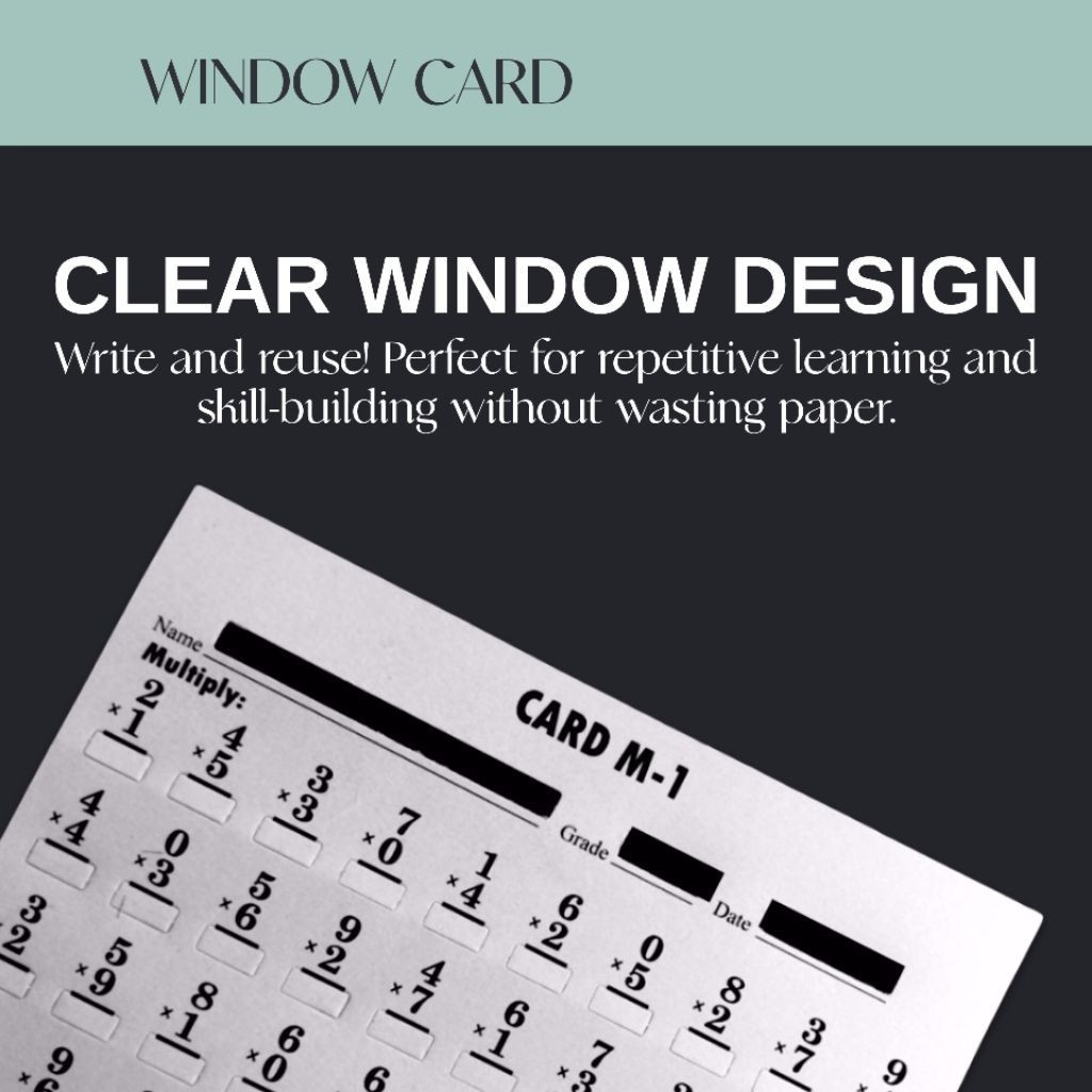 ERC Window Card S1 S2 S3 S4 Subtraction Math Test Set Reusable Durable ...