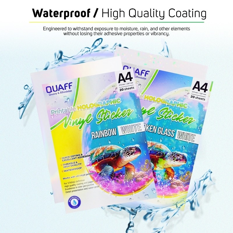 A4 Size QUAFF Printable Hologram Vinyl Inkjet Sticker Waterproof 210mm ...
