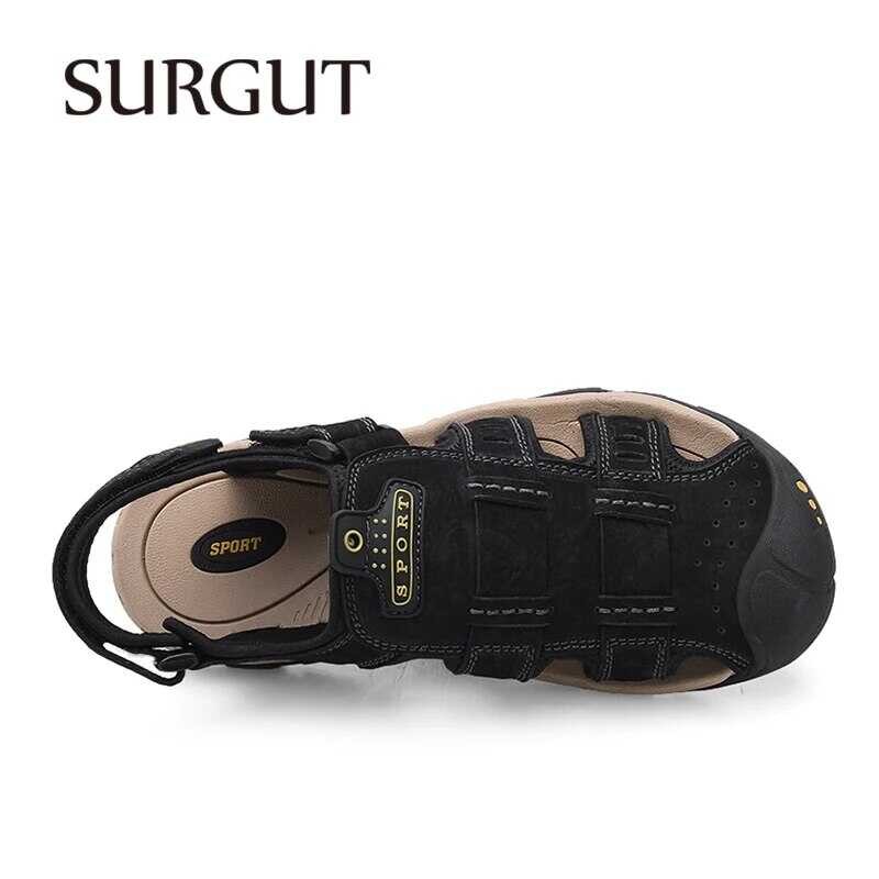 SURGUT Brand Classic Mens Sandals Summer Genuine Leather Sandals Men ...