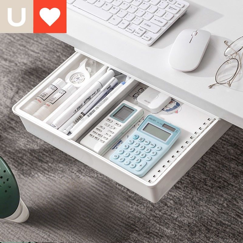 PHOT!! Under-table Drawer Storage Box Without Punching, Office Desk ...