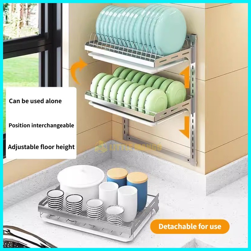 Dish Rack Draining Rack Multi-Functional Kitchen Rack Wall Mounted Bowl ...
