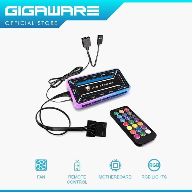 Jungle Leopard 6Pin CPU RGB Controller Remote Control 10 Fan Ports Hub ...