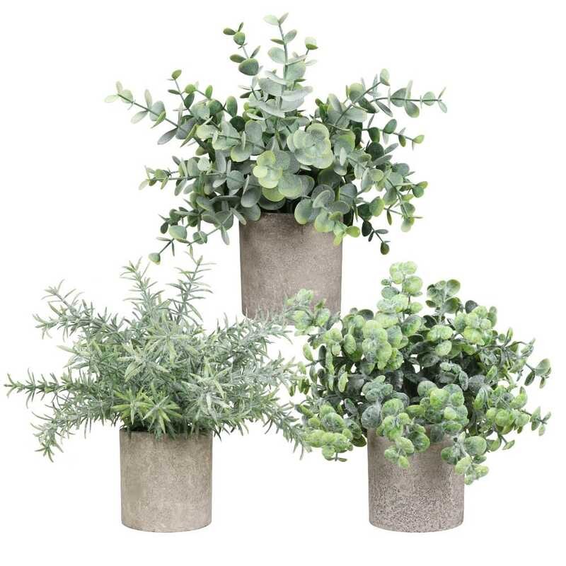 Small Fake Rosemary Succulents Plants In Pots Shelf Artificial Greenery ...