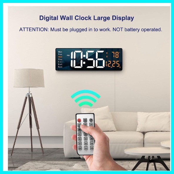 Large Digital Wall Clock Temperature and Humidity Week Display ...