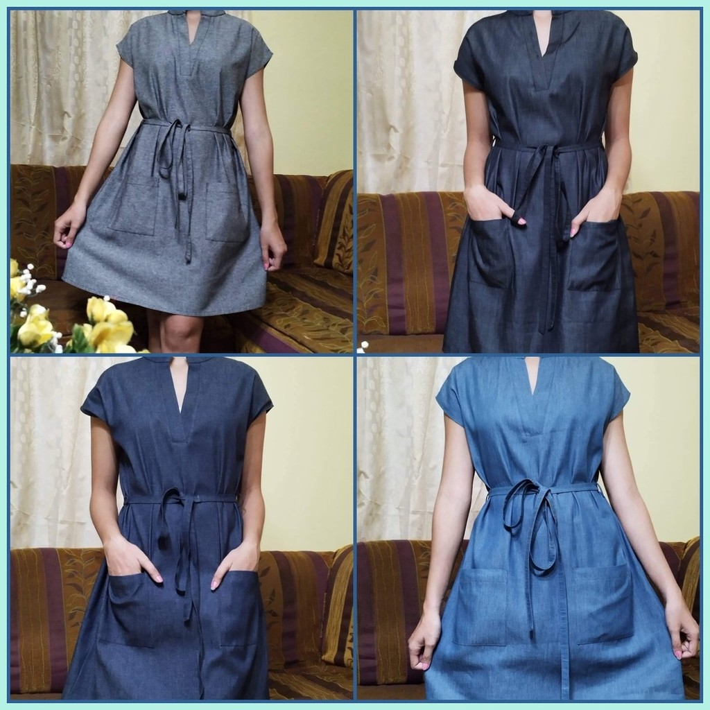 Chambray Dress with Packets for Ladies and Women | Chinese Sleeve ...