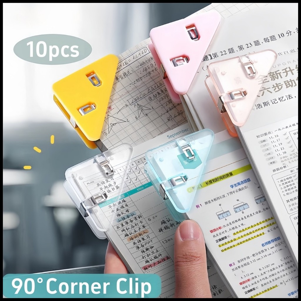 10PCS Corner Clip Multifunctional Paper File Organizer Clip Triangle PP ...