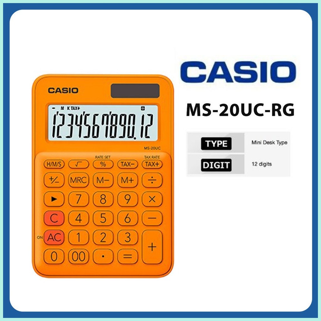 Casio MS-20UC-RD Basic Calculator Colorful MY STYLE Mini Desk Type ...