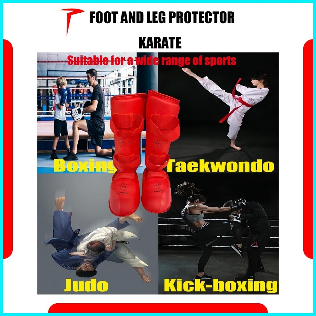 karate Shin guard Pad Leg Instep Protector Taekwondo Training gear set kix uniform Adult Child ...