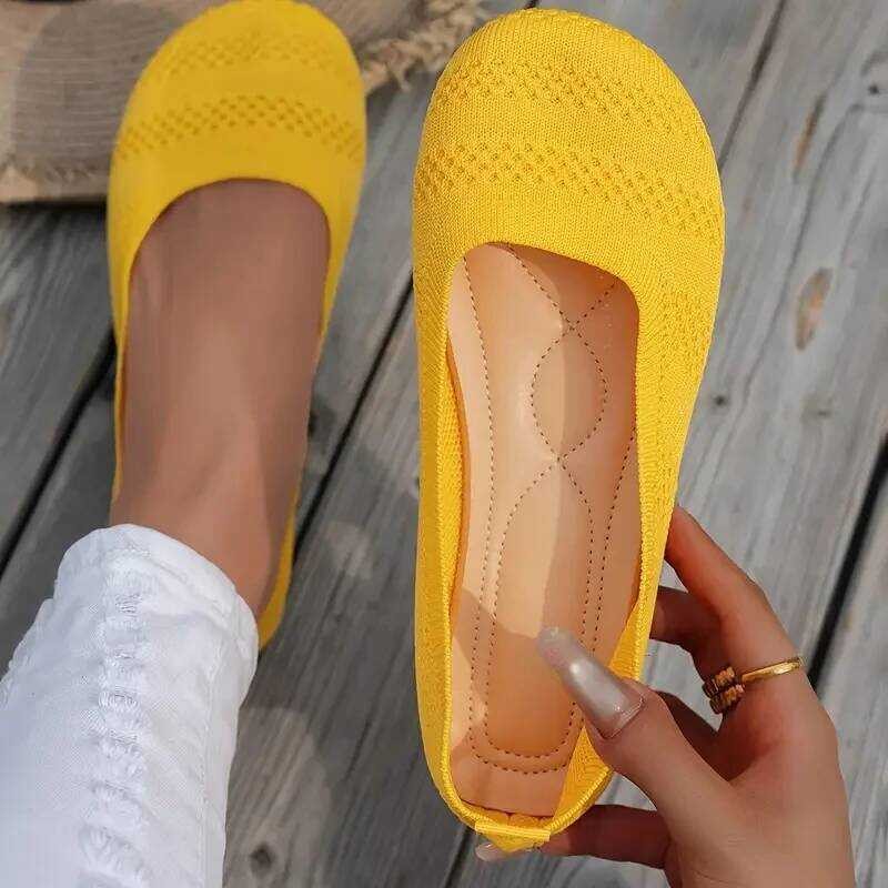 Trend COD Women's Bright Yellow Open-Toe Flat Insole Durable Rubber ...