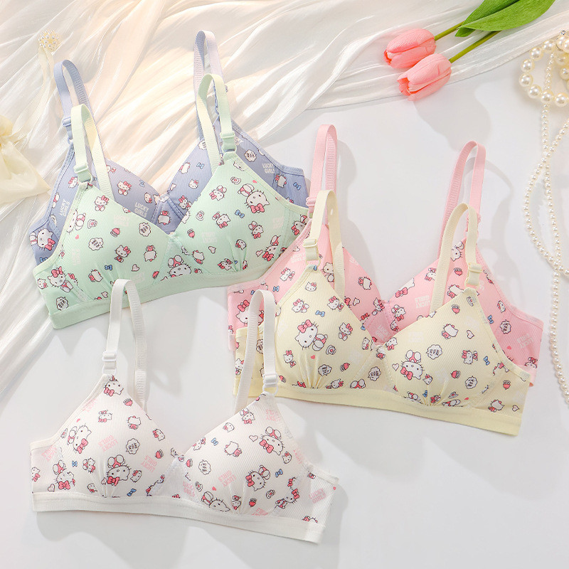 Hello Kitty Girl Bra Set Cute Cat No Steel Rim Underwear Girl for ...