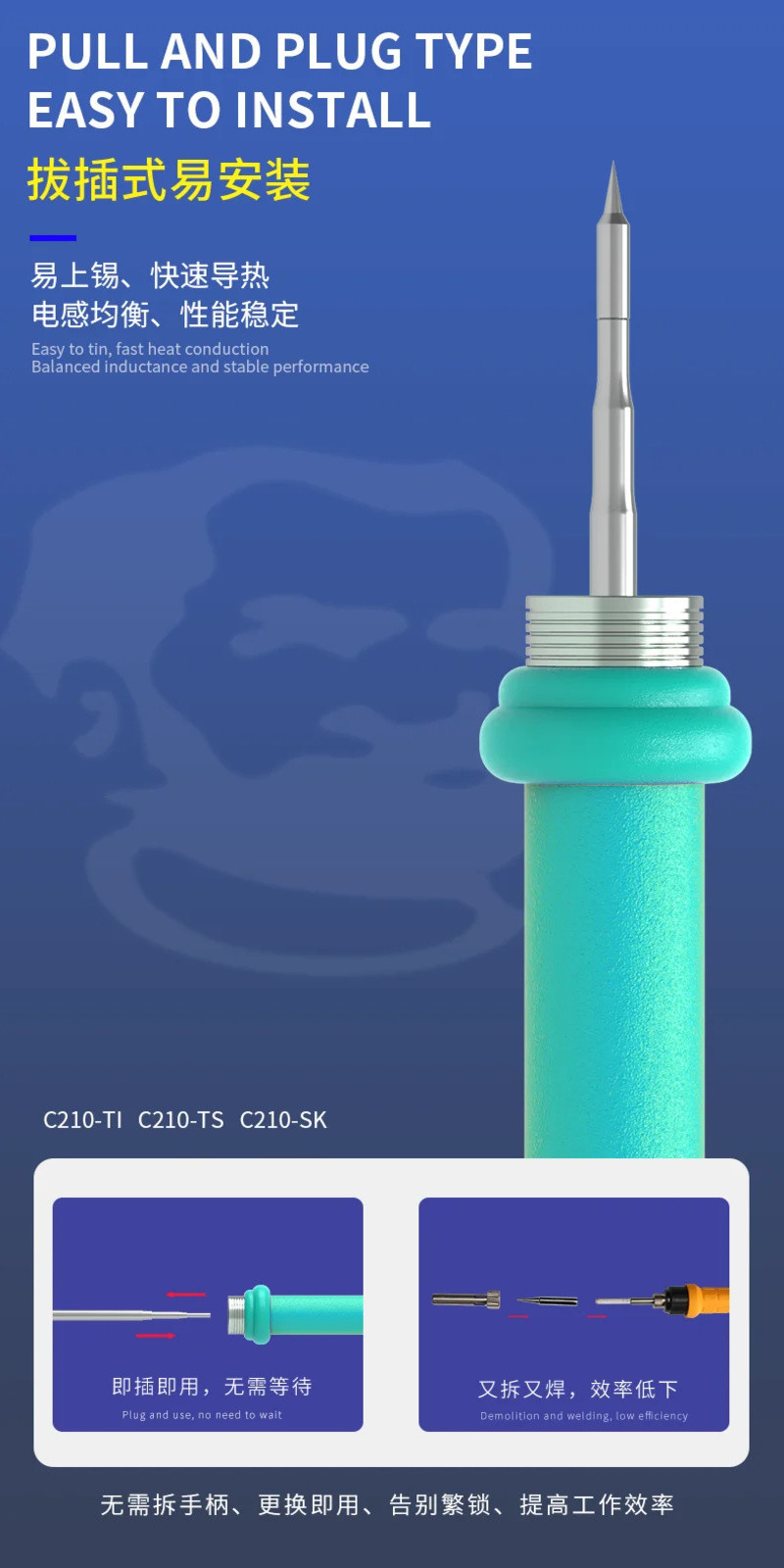 Mechanic C210 Soldering Iron Tips 210 Tips for T210-A T210-NA Sugon T26 ...