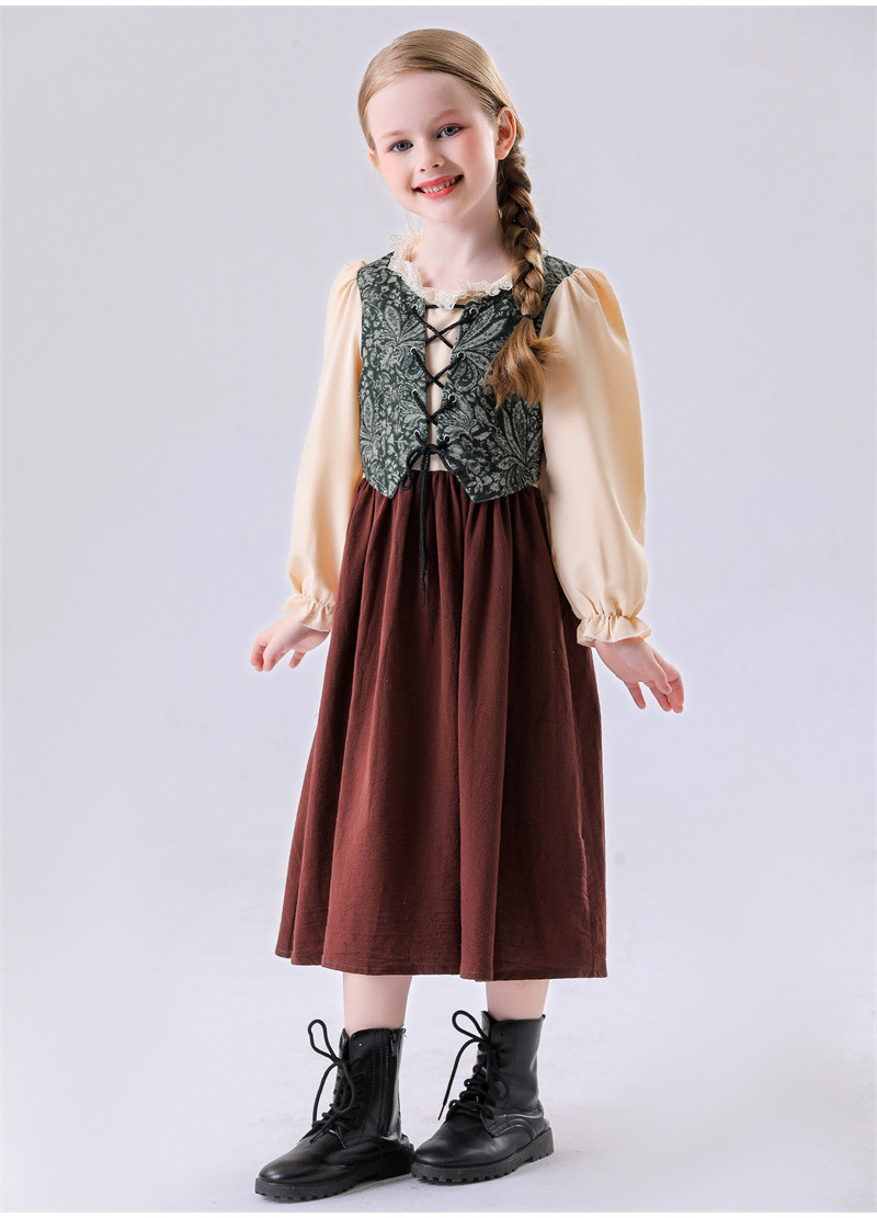 Kid Lace Neck Maid Dresses Halloween Cosplay Costumes Children's Retro ...